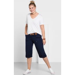 sheego Damen 3/4-Hose mit Krempelfunktion, marine, Gr&ouml;&szlig;e 50