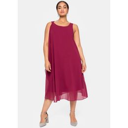 sheego Damen Chiffonkleid in A-Linie, &auml;rmellos, himbeere, Gr&ouml;&szlig;e 42