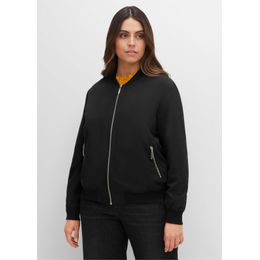 sheego Damen Blouson mit Rippb&uuml;ndchen, schwarz, Gr&ouml;&szlig;e 42
