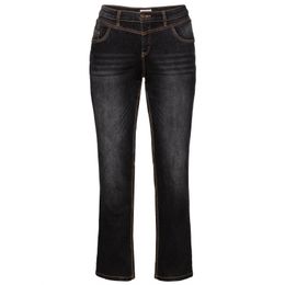 sheego Damen Gerade Jeans mit Used-Effekten, black denim, Gr&ouml;&szlig;e 42