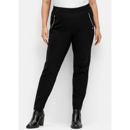 sheego Damen Schlupfhose, Schwarz, Gr. 40, Stoffhosen, Material: Polyamid