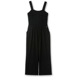 sheego Gro&szlig;e Gr&ouml;&szlig;en Jumpsuit mit Smok-Oberteil und weitem Bein, schwarz, Gr&ouml;&szlig;e 52 - Damen