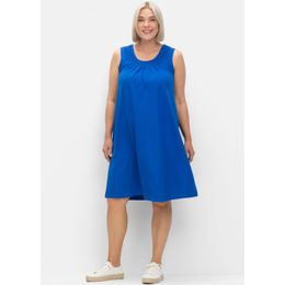 sheego Damen Jerseykleid in weiter A-Linie, &auml;rmellos, kobaltblau, Gr&ouml;&szlig;e 52