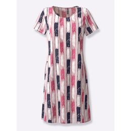 WITT Damen Druckkleid mit seitlichen Taschen, erika-ecru, Gr&ouml;&szlig;e 40