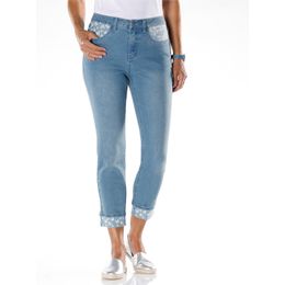 WITT Damen 7/8-Jeans mit Schmetterlings-Eins&auml;tzen, blue-bleached, Gr&ouml;&szlig;e 24