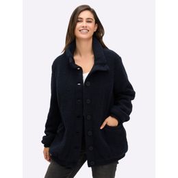sheego Gro&szlig;e Gr&ouml;&szlig;en Blouson aus Teddyfleece, tiefblau, Gr&ouml;&szlig;e 58 - Damen