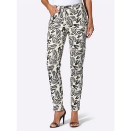 WITT Damen Druckhose im floralen Dessin, champagner-anthrazit-bedruckt, Gr&ouml;&szlig;e 38