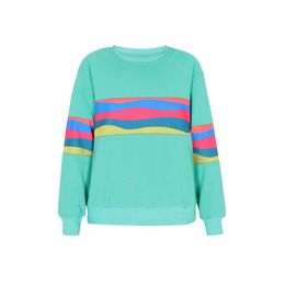 swirly Sweatshirt Damen Gr&ouml;&szlig;e L blau / t&uuml;rkis / limone / pink