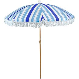 Berger SunElegance Sonnenschirm blau gestreift, Durchmesser 1,8m - Sichtschutz & Sonnenschirme