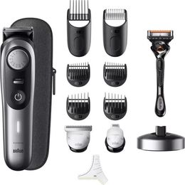 Braun Series 9 Barttrimmer BT9440, Bartschneider chrom/schwarz, Mit 11 Barber-Tools