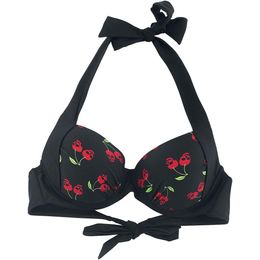 Rock Rebel by EMP Schwarzes Bikinioberteil mit Rockabilly-Print Bikini-Oberteil schwarz in XL M408389