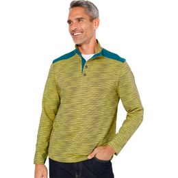 Herren Sweatshirt aus reiner Baumwolle, gestreift limone-dunkeltaupe-geringelt, Gr&ouml;&szlig;e 56/58