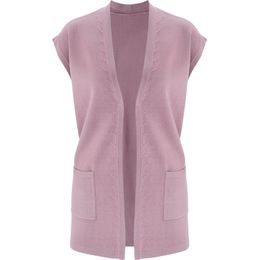 Damen Strickweste in Longform mauve, Gr&ouml;&szlig;e 48