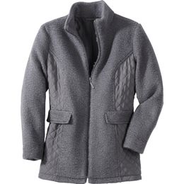 Damen Boucl&eacute;jacke mit gesteppten Eins&auml;tzen anthrazit, Gr&ouml;&szlig;e 52