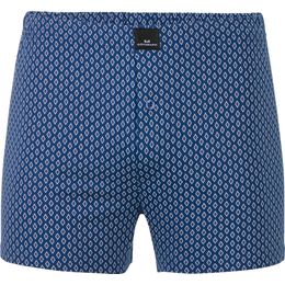 Herren Boxershorts marine + jeansblau-wei&szlig;-bedruckt, Gr&ouml;&szlig;e 9