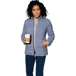 Damen Steppjacke mit Rei&szlig;verschluss-Taschen taubenblau, Gr&ouml;&szlig;e 54