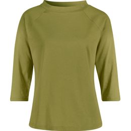 Damen 3/4-Arm-Shirt mit Kelchkragen oliv, Gr&ouml;&szlig;e 38