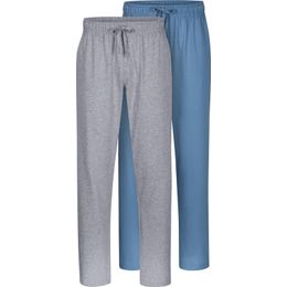 Herren Hose lang grau-meliert + mittelblau, Gr&ouml;&szlig;e 48/50