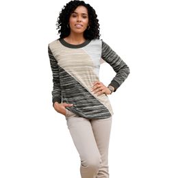 Damen Sweatshirt mit Grafik-Print graphit-ecru-bedruckt, Gr&ouml;&szlig;e 42