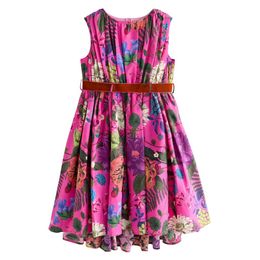 next Kleid 'Kew' M&auml;dchen Gr&ouml;&szlig;e 104 dunkelgr&uuml;n / lila / dunkelorange / pink