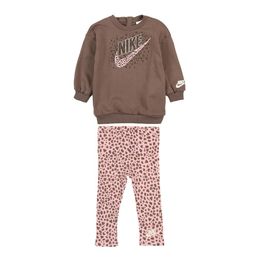 Nike Sportswear Set 'WILD' M&auml;dchen Gr&ouml;&szlig;e 86 dunkelbraun / rosa / wei&szlig;