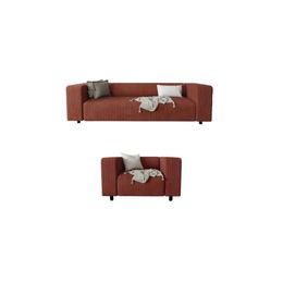 S-STYLE Polstergarnitur 3+1 Oskar rot Ma&szlig;e (cm): B: 175 H: 65 Sofas > Sofas nach Material > Stoffsofas &raquo; Sofa DE