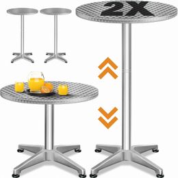 Casaria Stehtisch 2er-Set Silber Alu &Oslash;60cm h&ouml;henverstellbar