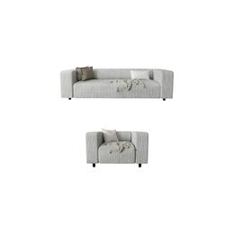S-STYLE Polstergarnitur 3+1 Oskar grau Ma&szlig;e (cm): B: 175 H: 65 Sofas > Sofas nach Material > Stoffsofas &raquo; Sofa DE