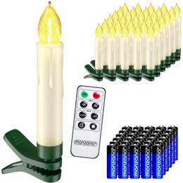 DeubaXXL DE Kabellose Weihnachtsbaumkerzen LED 30er-Set Warmwei&szlig; mit Batterien & Fernbedienung 105266