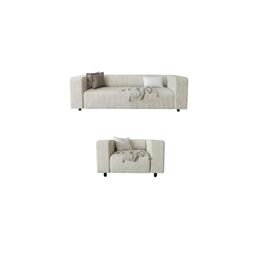 S-STYLE Polstergarnitur 3+1 Oskar beige Ma&szlig;e (cm): B: 175 H: 65 Sofas > Sofas nach Material > Stoffsofas &raquo; Sofa DE