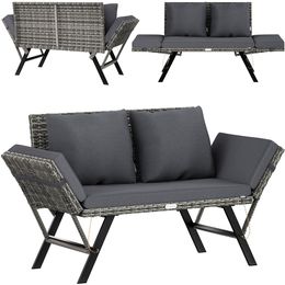 Casaria Polyrattan Gartenbank Grau 176x56x81cm