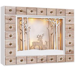 DeubaXXL DE Adventskalender Winterwald Holz LED 109352