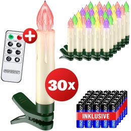 DeubaXXL DE Kabellose Weihnachtsbaumkerzen LED 30er-Set Bunt mit Batterien & Fernbedienung 105267