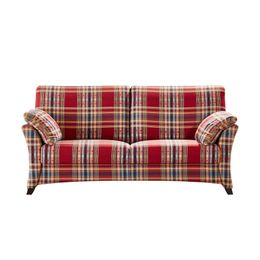 Sofa 3-sitzig rot/kariert - Webstoff Mikado mehrfarbig Ma&szlig;e (cm): B: 196 H: 93 T: 91.0 Sofas > Sofas nach Material > Stoffsofas &raquo; Sofa DE