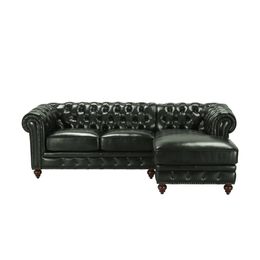 U.N.O uno Ecksofa Bezug aus Echtleder Chesterfield gr&uuml;n Sofas > Sofas nach Material > Ledersofas &raquo; Sofa DE