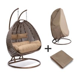 Home Deluxe Polyrattan H&auml;ngesessel &laquo;Twin&raquo; inkl. Regenabdeckung versch. Farben