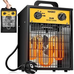 Masko&reg; Elektroheizer Heizl&uuml;fter Bauheizer mit integriertem Thermostat elektrisch Heizger&auml;t mit 3 Heizstufen Heizgebl&auml;se f&uuml;r Innen- und Au&szlig;eneinsatz &Uuml;berlastschutz Elektroheizgebl&auml;se