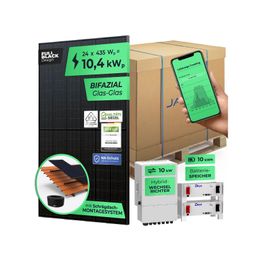 SOLARWAY 10,6kW Solaranlage mit Speicher Deye 10 kW Bifazial inkl. Montagesystem, App & WiFi