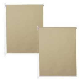 2er-Set Rollo MCW-D52, Fensterrollo Seitenzugrollo Jalousie, 100x160cm Sonnenschutz blickdicht ~ beige