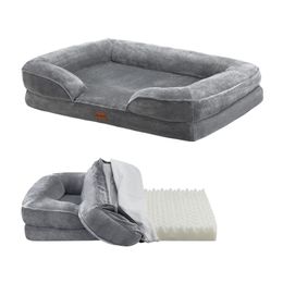 Juskys Hundebett Sheena L - 98 x 70 cm - orthop&auml;disch & flauschig - Bezug abnehmbar & waschbar