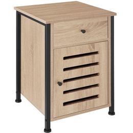 TecTake&reg; Nachttisch, Industrial Style, Ablage, Schublade und Staufach mit Magnett&uuml;r und Einlegeboden, 40 x 42 x 60,5 cm