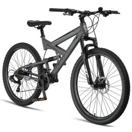 Licorne Bike Strong 2D Premium Mountainbike in 26, 27,5 und 29 Zoll - Fahrrad f&uuml;r Jungen, M&auml;dchen, Damen und Herren - Scheibenbremse vorne und hinten - Shimano 21 Gang-Schaltung - Zoll:27.5;Farbe:Anthrazit