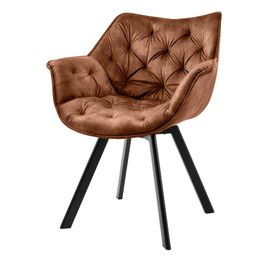 Riess Ambiente riess-ambiente Stuhl THE DUTCH COMFORT - drehbar grau Samt mit Armlehnen Modern Design Metallbeine