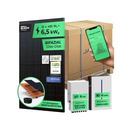 SOLARWAY 6,6 kW Solaranlage mit Speicher Deye 6 kW Bifazial inkl. Montagesystem, App & WiFi