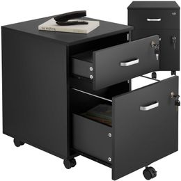 TecTake&reg; Rollcontainer, mit 2 Schubladen f&uuml;r Dokumente im A4 Format, 5 voll drehbare Rollen mit Feststellbremse, 40 x 44 x 54,5 cm