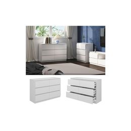 VICCO Kommode Calisto, Wei&szlig; 120 x 78,5 cm, mit 6 Schubf&auml;cher, Sideboard, Schrank
