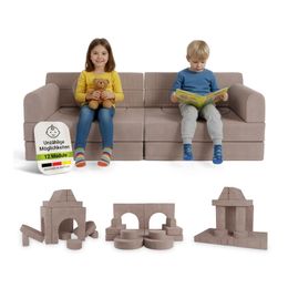 Juskys Kinder Spielsofa Kayo - Rosa, baubare Stapelsteine f&uuml;r Kinder, pflegeleichte Kindercouch aus Cord
