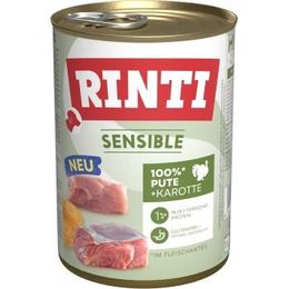 Rinti Sensible Nassfutter Hund, Adult, Dose Pute und M&ouml;hre 12x400 g