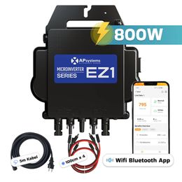 AP Systems Mikro-Wechselrichter 800 W EZ1-M-EU f&uuml;r Balkonkraftwerk, IP67 wetterfest, Plug&Play Installation, 2 MPPT, Bluetooth & WIFI, inkl.5m Anschlusskabel & 4x1m Solar-Verl&auml;ngerungen Micro Inverter