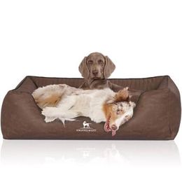 Knuffelwuff Orthop&auml;disches Hundebett Columbia aus laser-gestepptem Kunstleder braun XXL